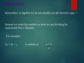 Simplifying algebraic expressions | PPT