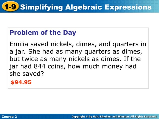 Simplifying Algebraic Expressions. Mathppt | PPT