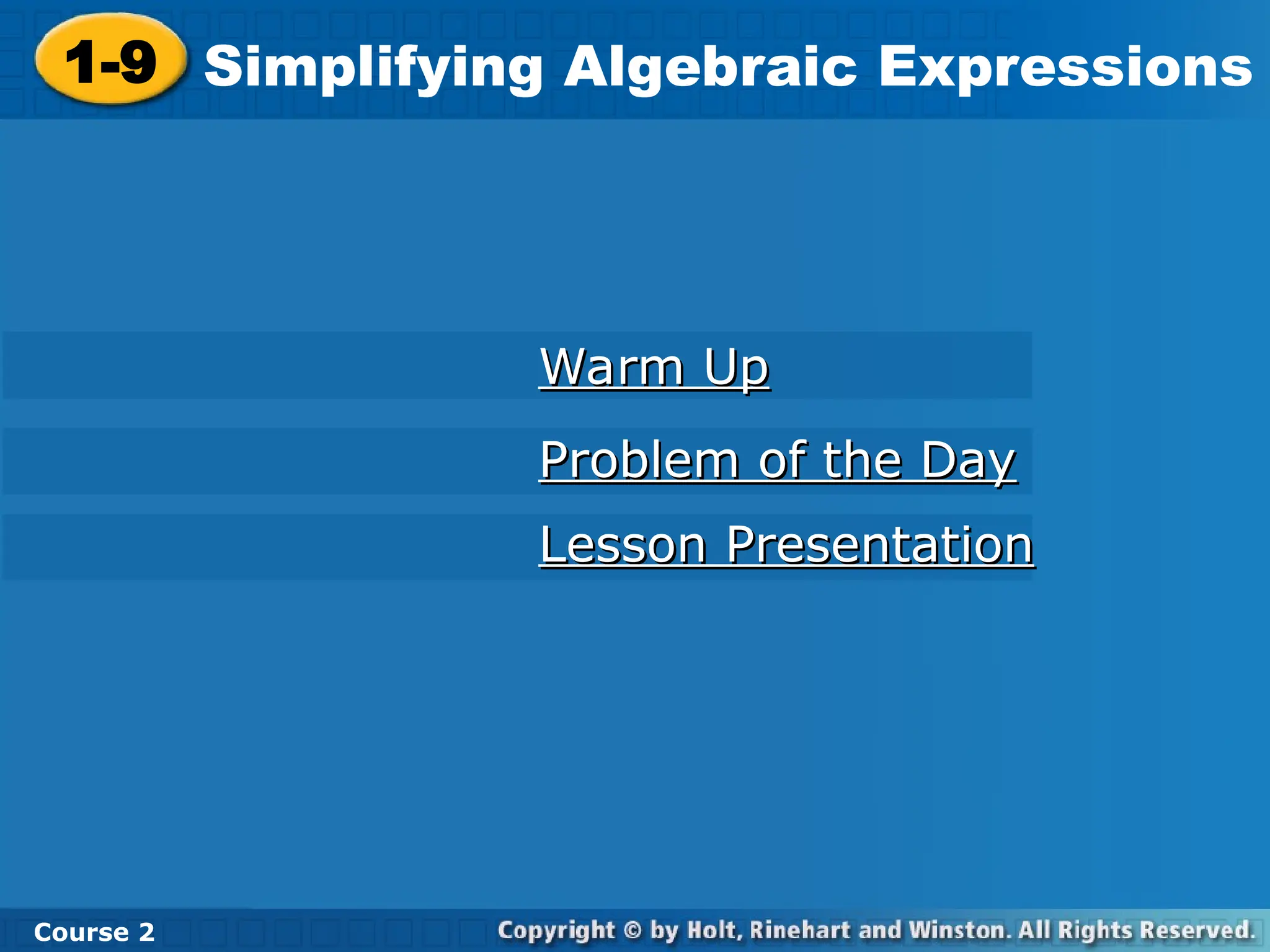 Simplifying Algebraic Expressions.pptSimplifying Algebraic Expressions ...