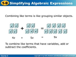 Simplifying Algebraic Expressions from HOLT.ppt