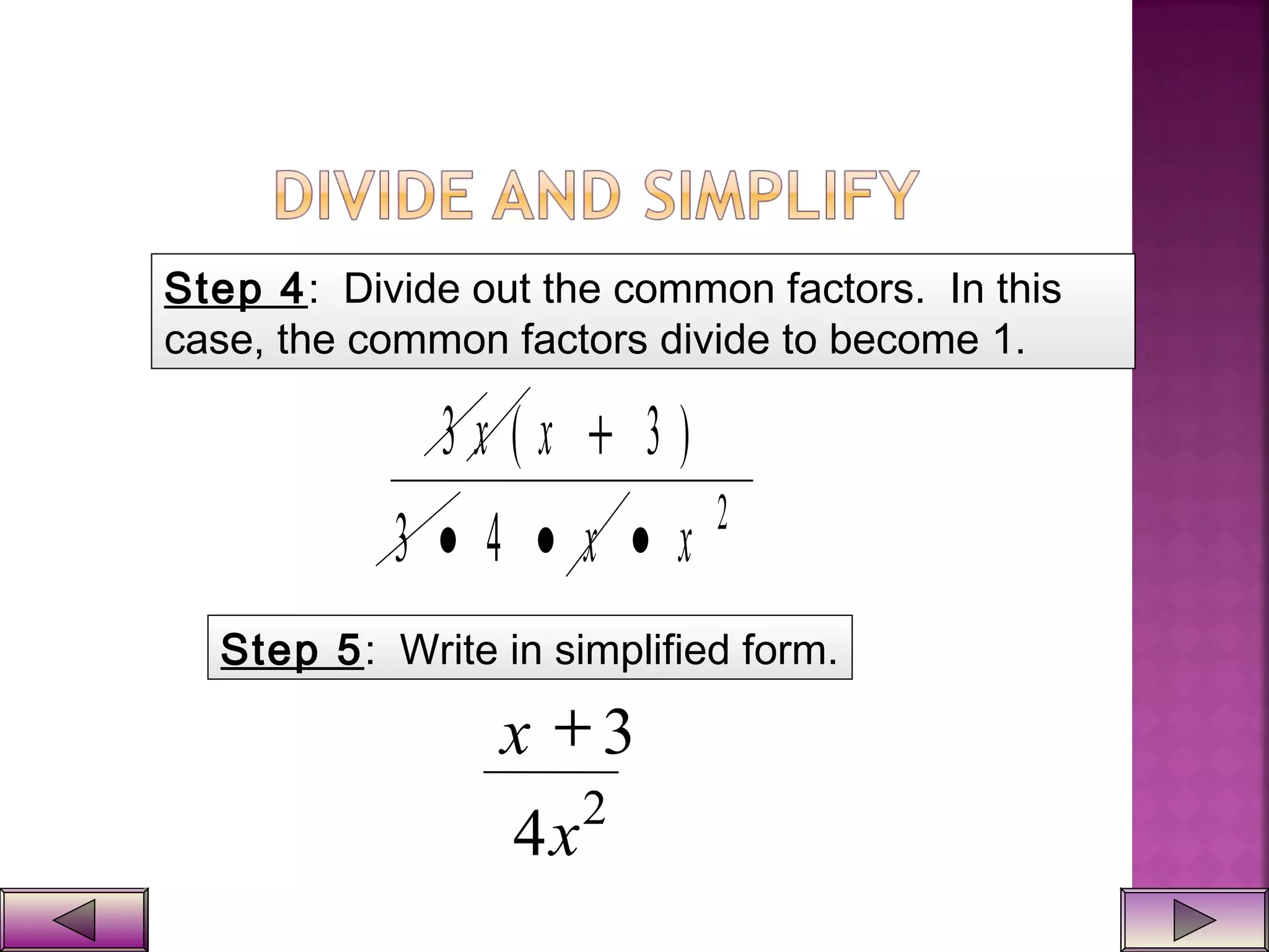 Simplifying basic rational expressions | PPT