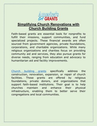 Simplifying Church Renovations with Church Building Grants | PDF