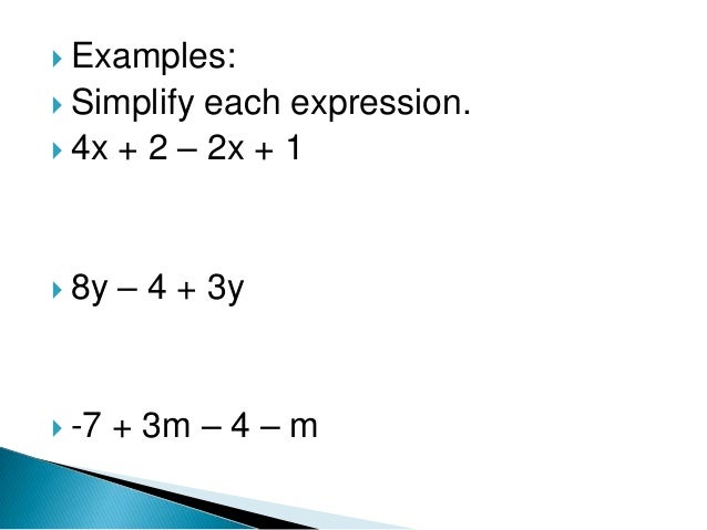 Simplifying expressions