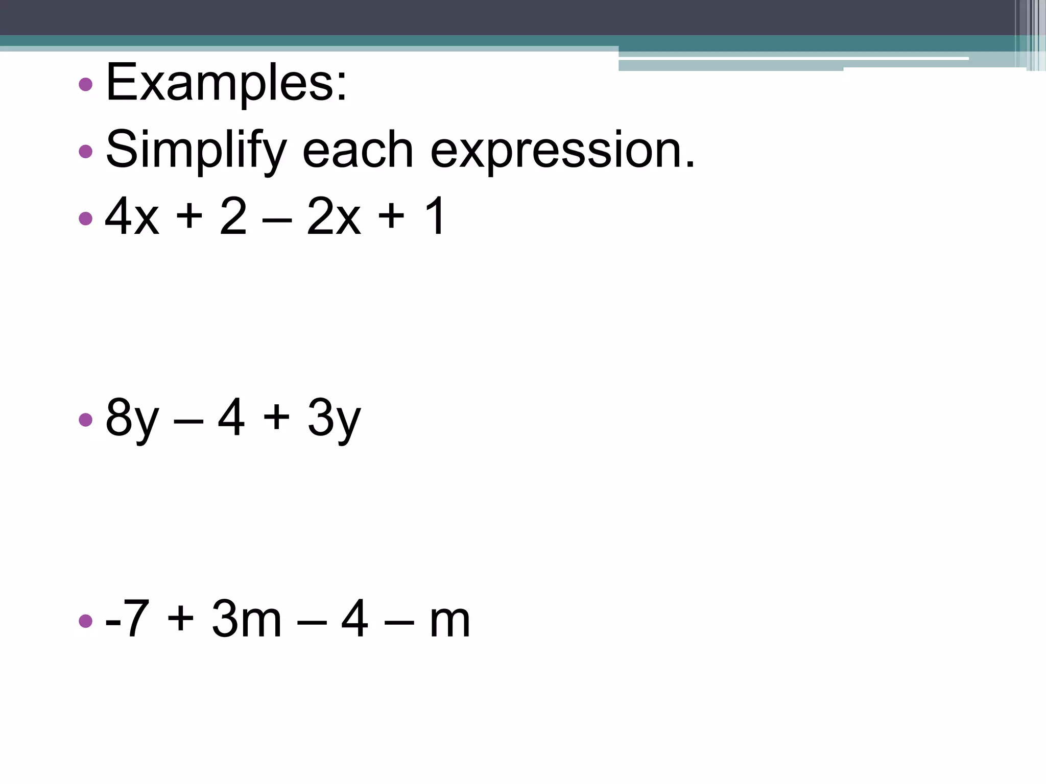 Simplifying expressions | PPTX