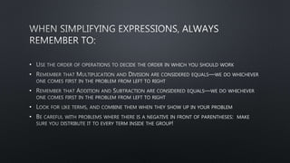 Simplifying Algebraic Expressions | PPT