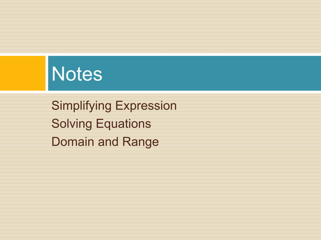 Simplifying Expressions Solving Domain And Range Pptx Technology