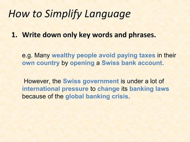 Simplifying Language When Taking Notes | PPT