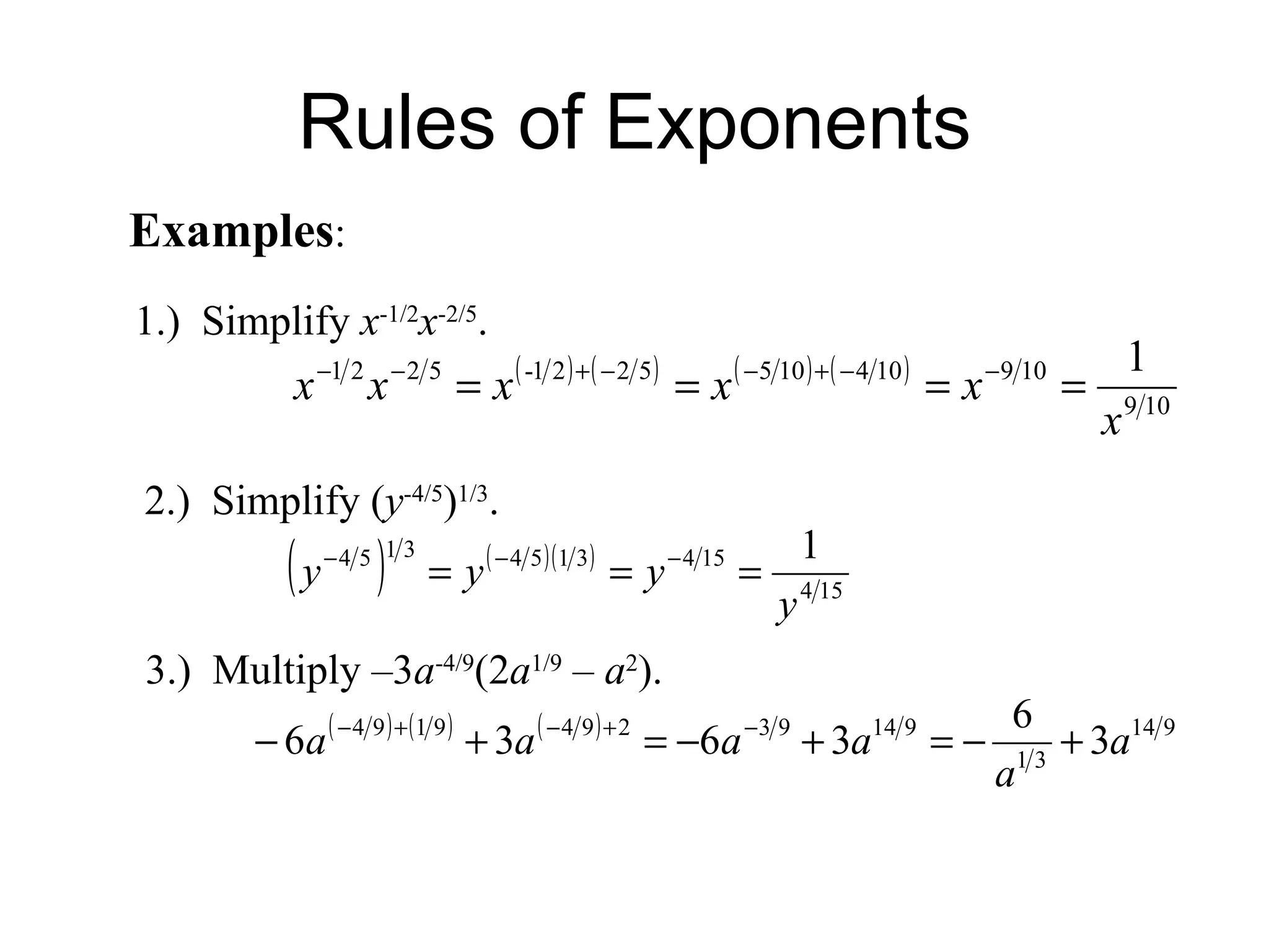 Simplifying radical expressions, rational exponents, radical equations ...