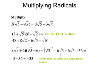 Simplifying radical expressions, rational exponents, radical equations ...