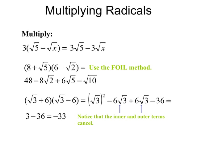 Simplifying radical expressions, rational exponents, radical equations ...