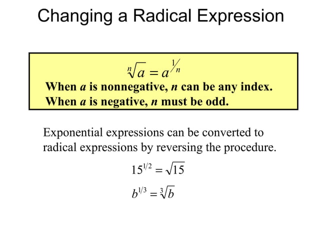 Simplifying radical expressions, rational exponents, radical equations ...