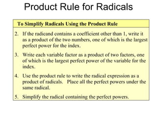 Simplifying radical expressions, rational exponents, radical equations ...