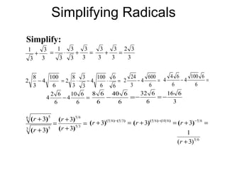 Simplify Radical Expressions