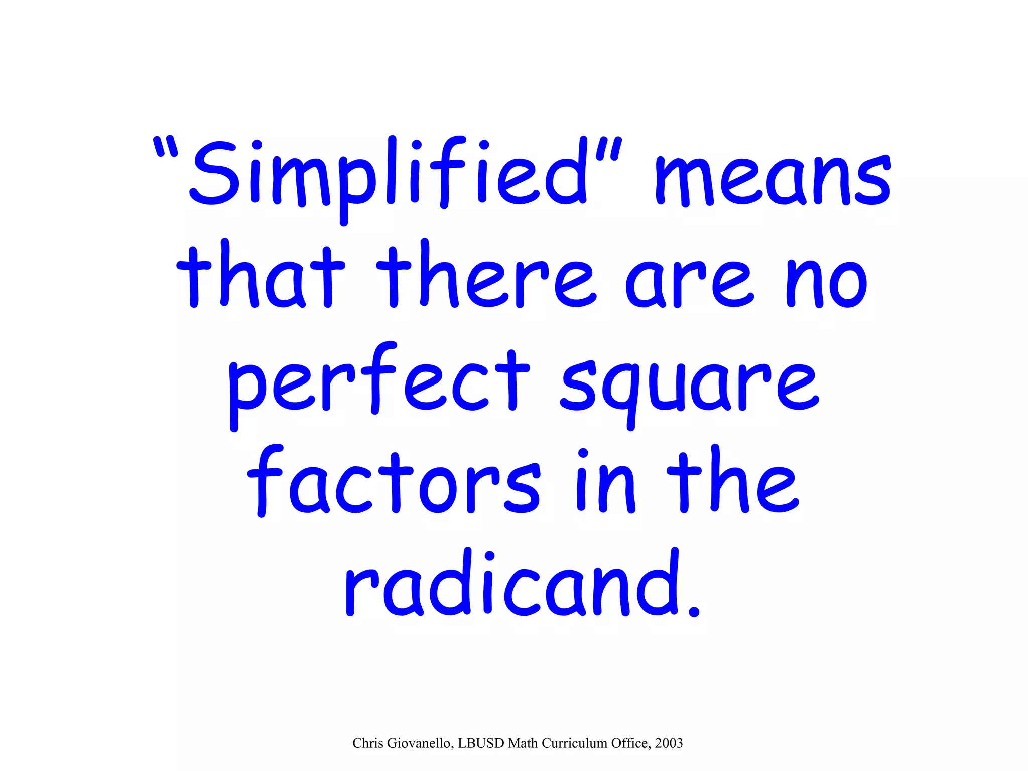 Simplifying+radicals | PPT