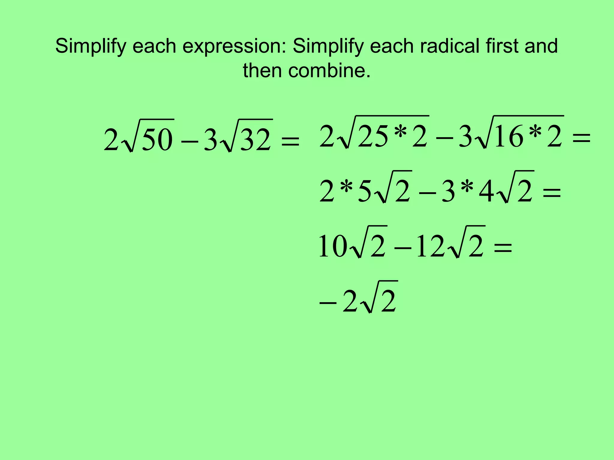 Simplifying Radicals | PPT