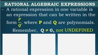 Simplifying rational algebraic expressions | PPTX