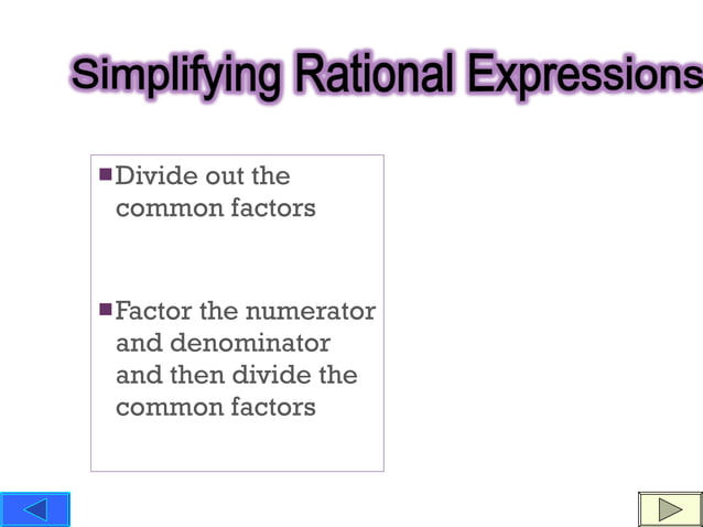Simplifying Rational Expressions | PPT
