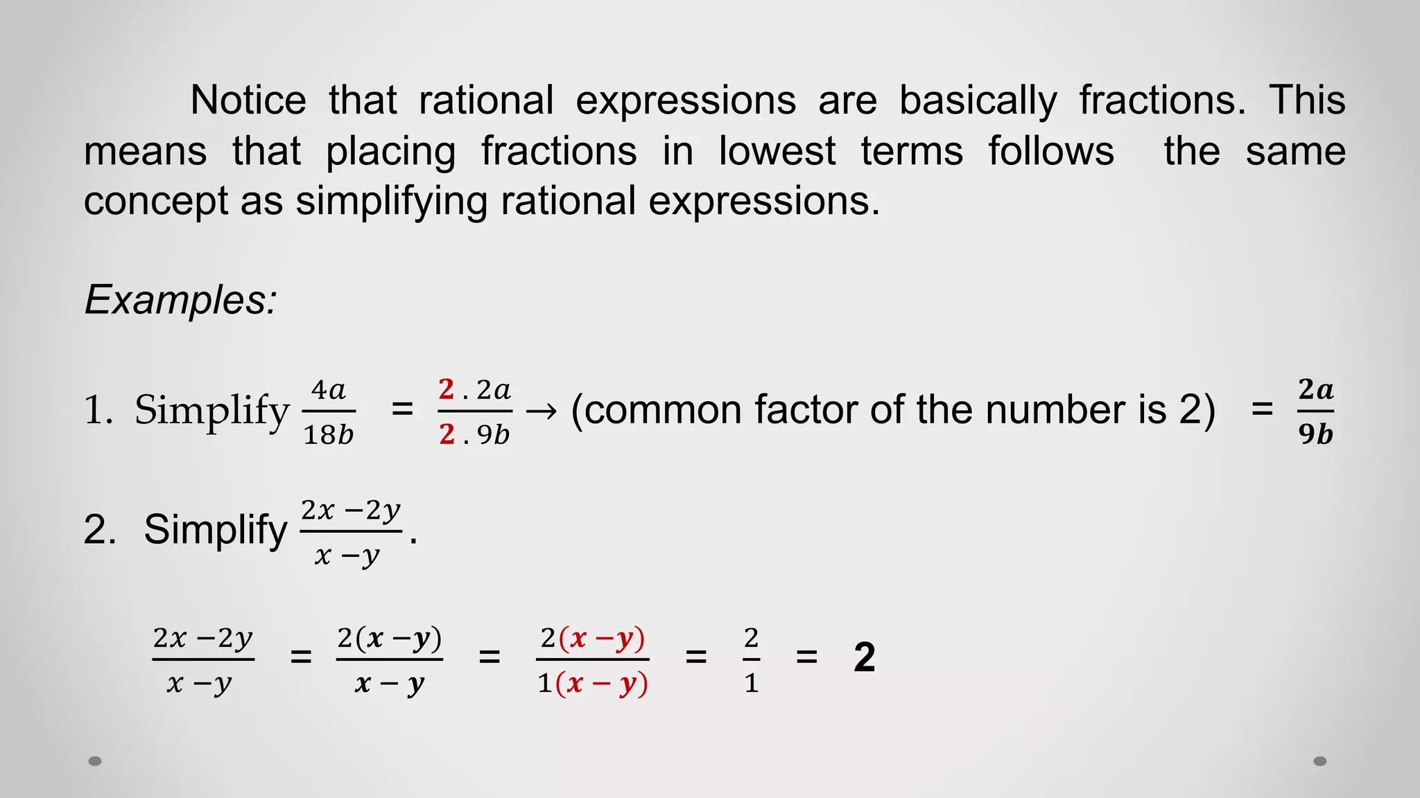 Simplifying rational numbers | PPTX