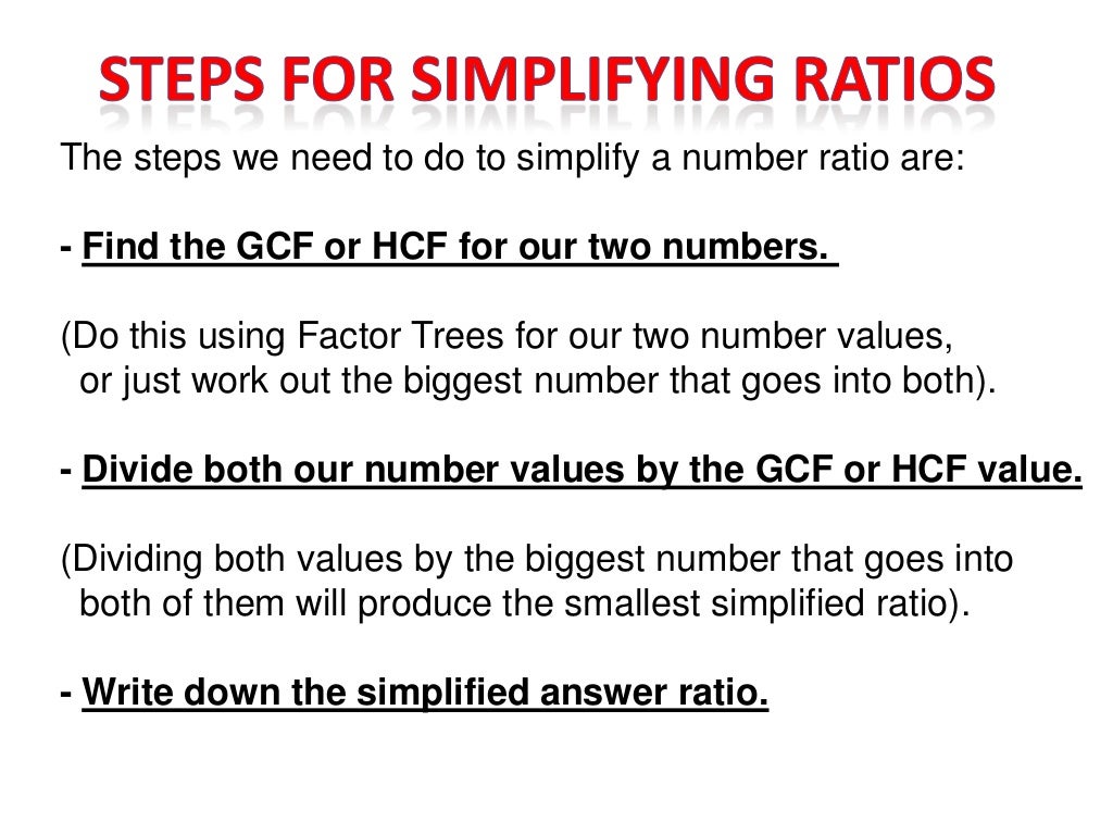 Simplifying Ratios