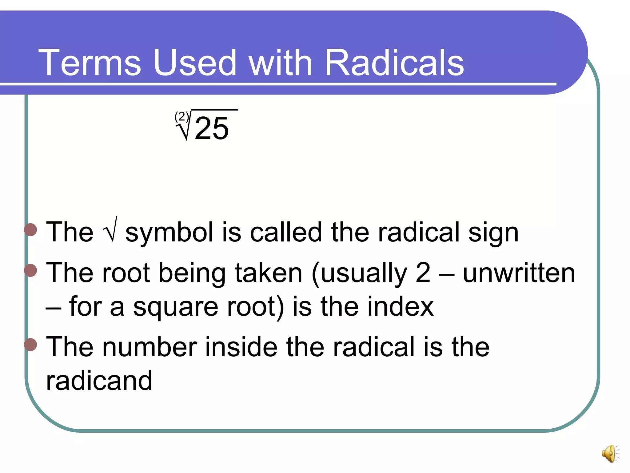 Simplifying Square Root Radicals | PPT