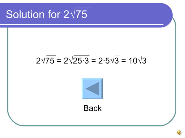 Simplifying Square Root Radicals | PPT