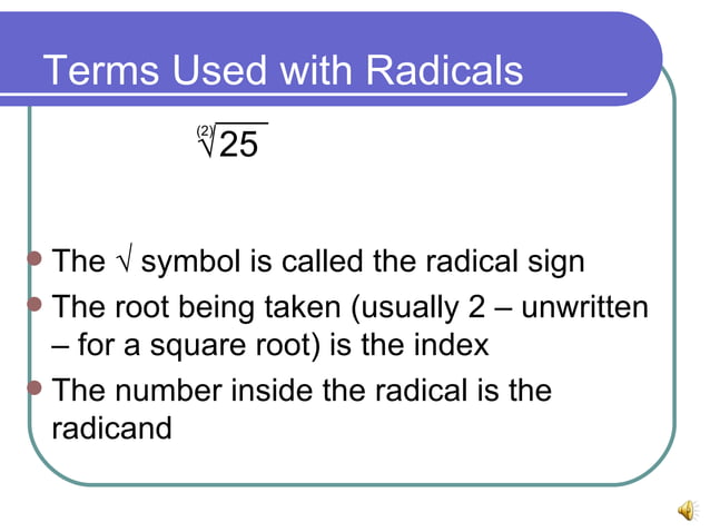 Simplifying Square Root Radicals | PPT