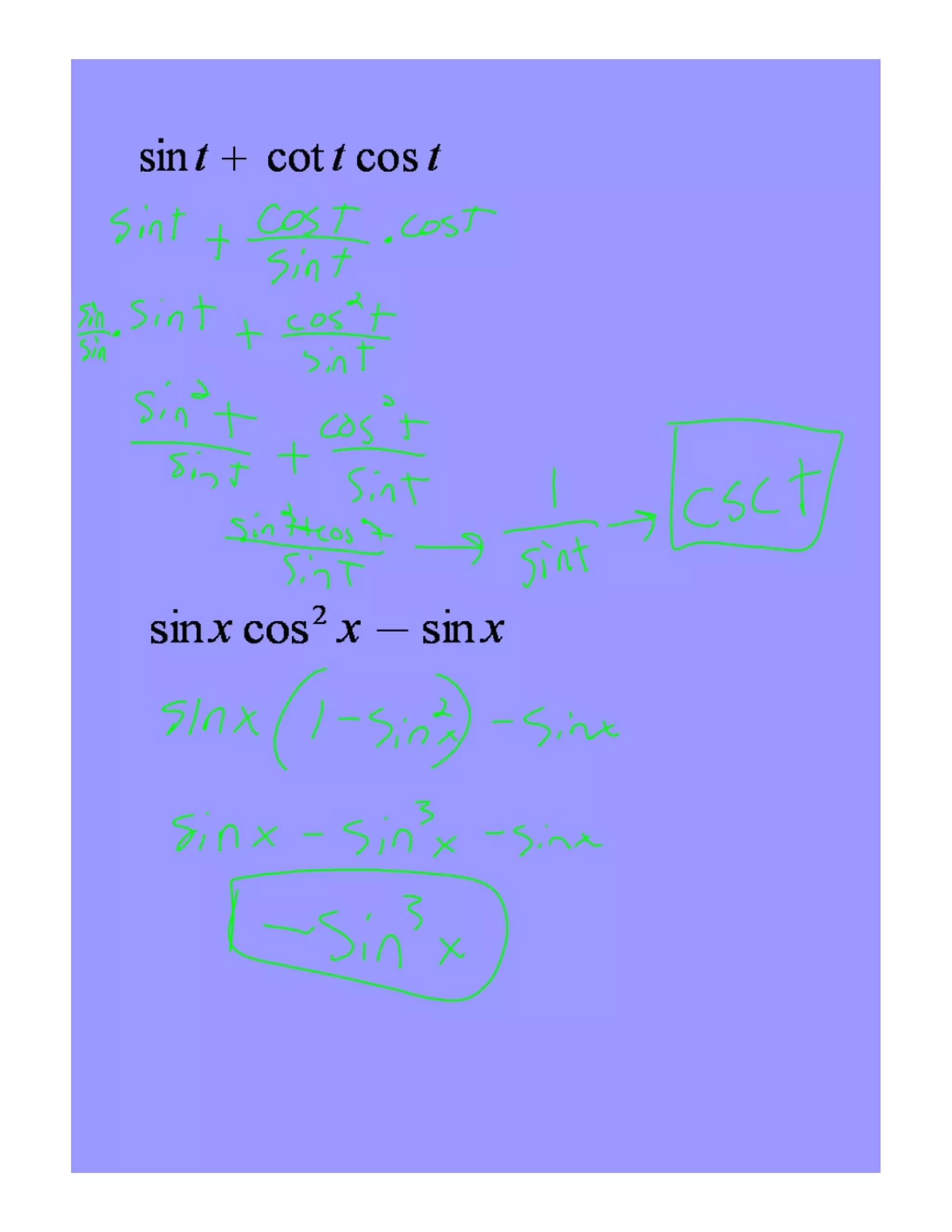 Simplifying trig expressions | PDF