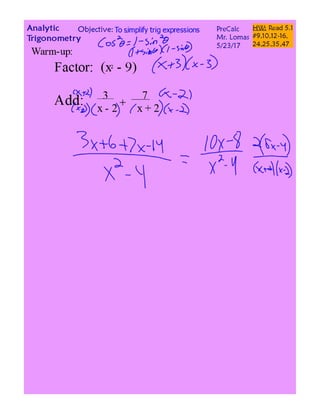 Simplifying trig expressions | PDF
