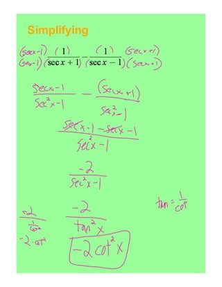 Simplifying trig expressions | PDF