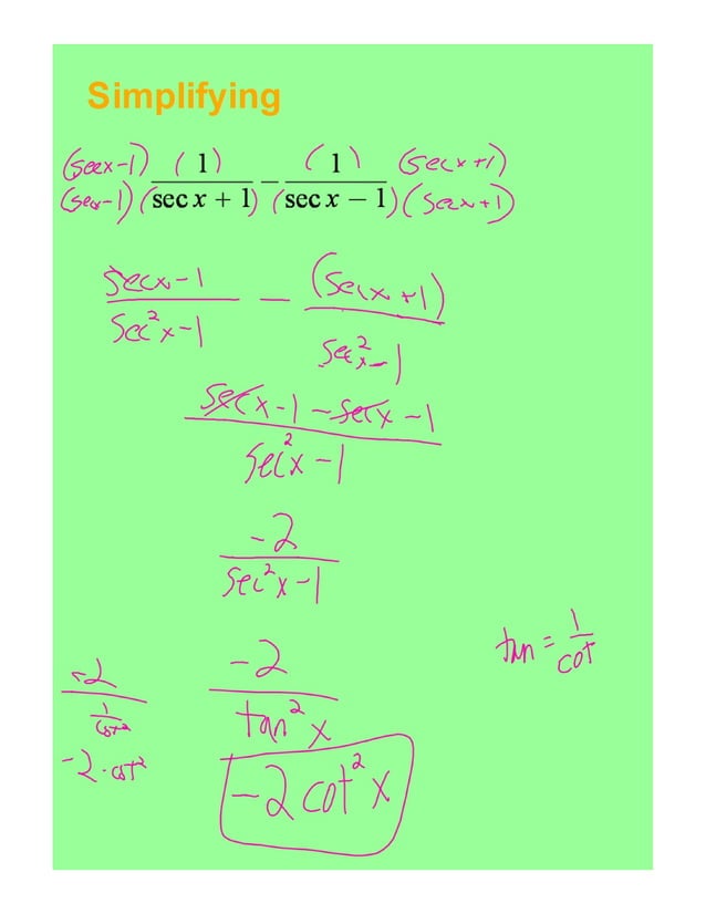 Simplifying trig expressions | PDF