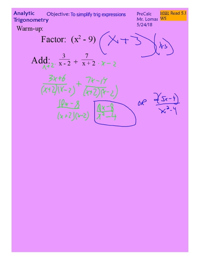 Simplifying trig expressions | PDF