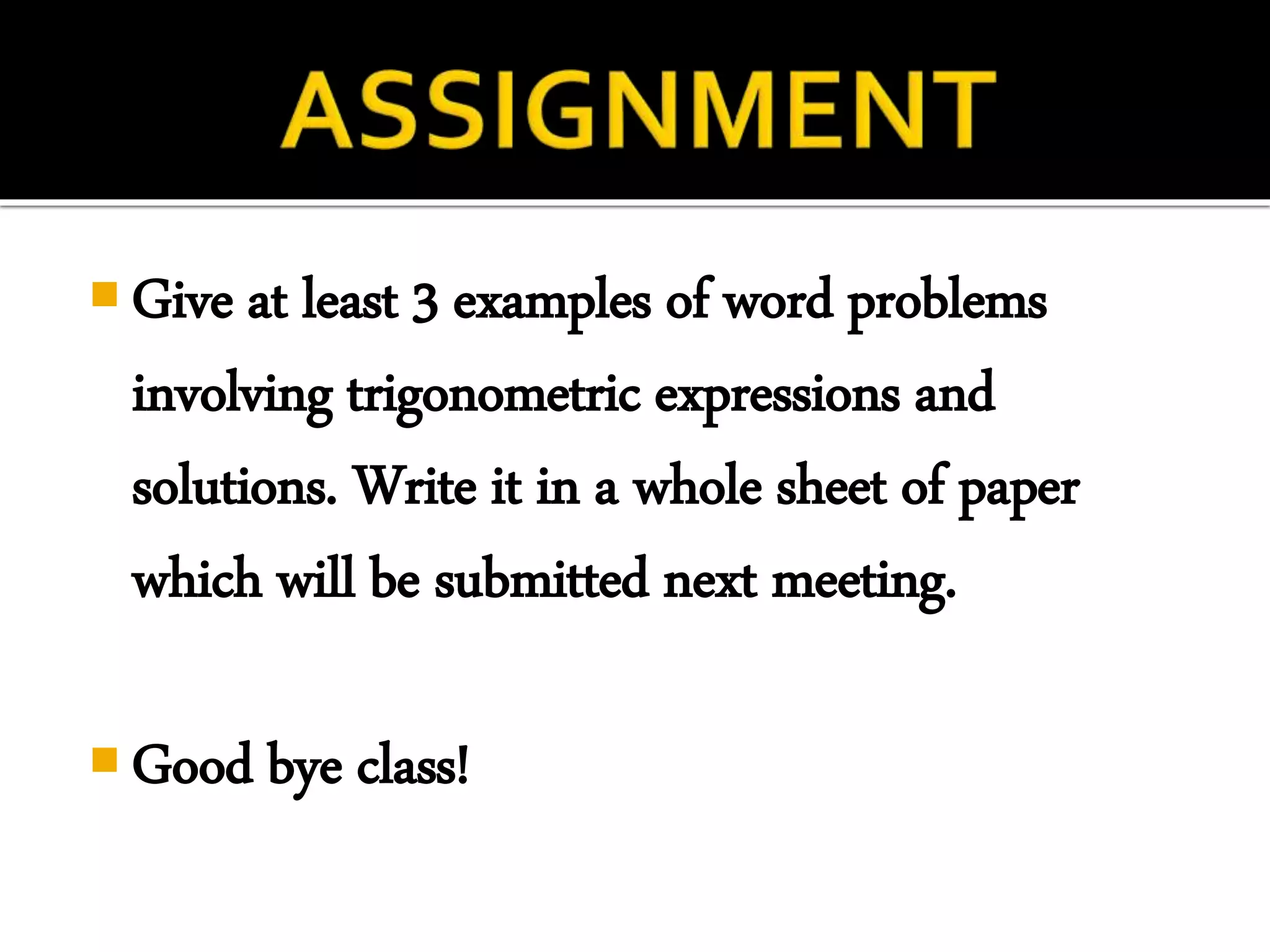 Simplifying Trigonometric Expressions Pptx