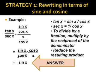 Simplifying trigonometric expressions | PPTX