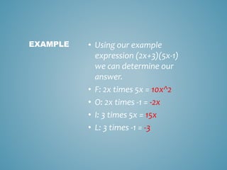 Simplifying using the foil method | PPT