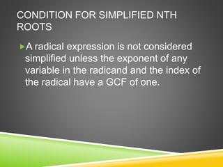 Simplify Nth Roots Notes | PPT