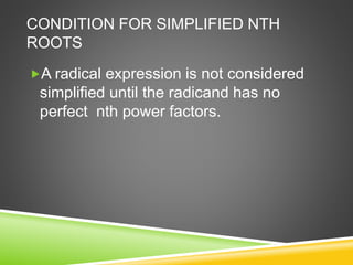 Simplify Nth Roots Notes | PPT