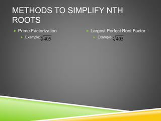 Simplify Nth Roots Notes | PPT