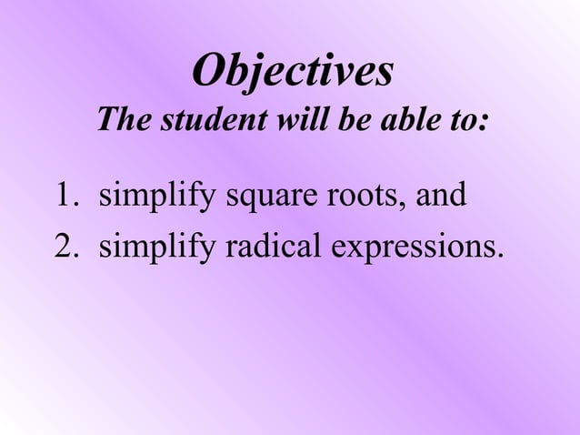 Simplify radicals | PPT