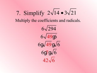 Simplify radicals | PPT