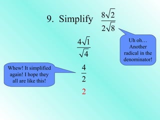 Simplify radicals | PPT