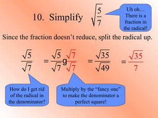 Simplify radicals | PPT
