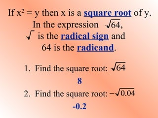 Simplify radicals | PPT