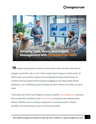 Simplify Task, Team, and Project Management with Orangescrum Work | PDF