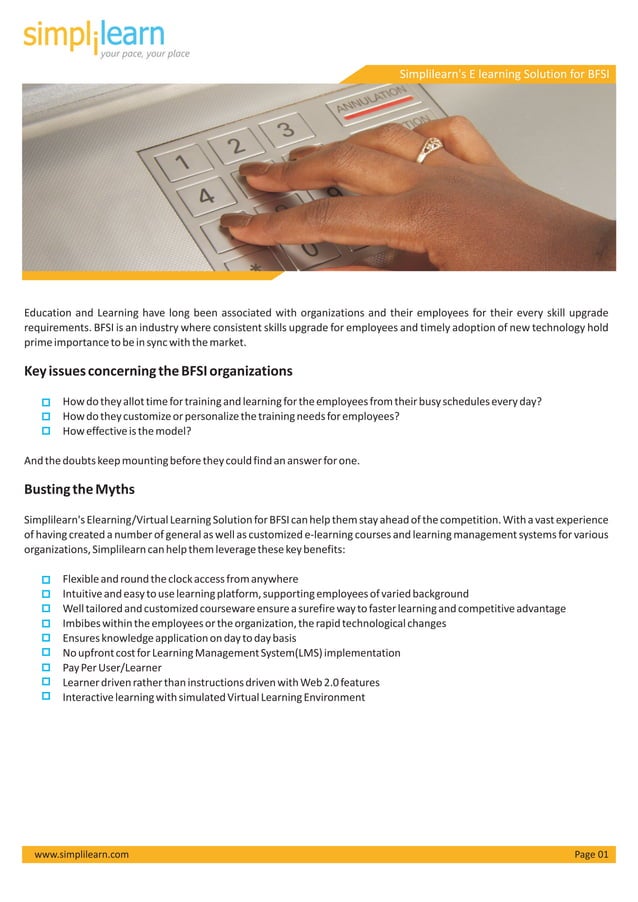 Simplilearn Elearning Solution for Banking | PDF