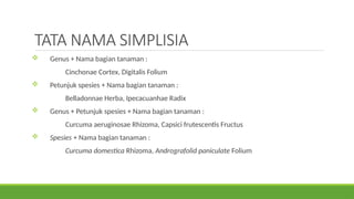 SIMPLISIA flos bunga lengkap melati, cengkeh dll | PPTX