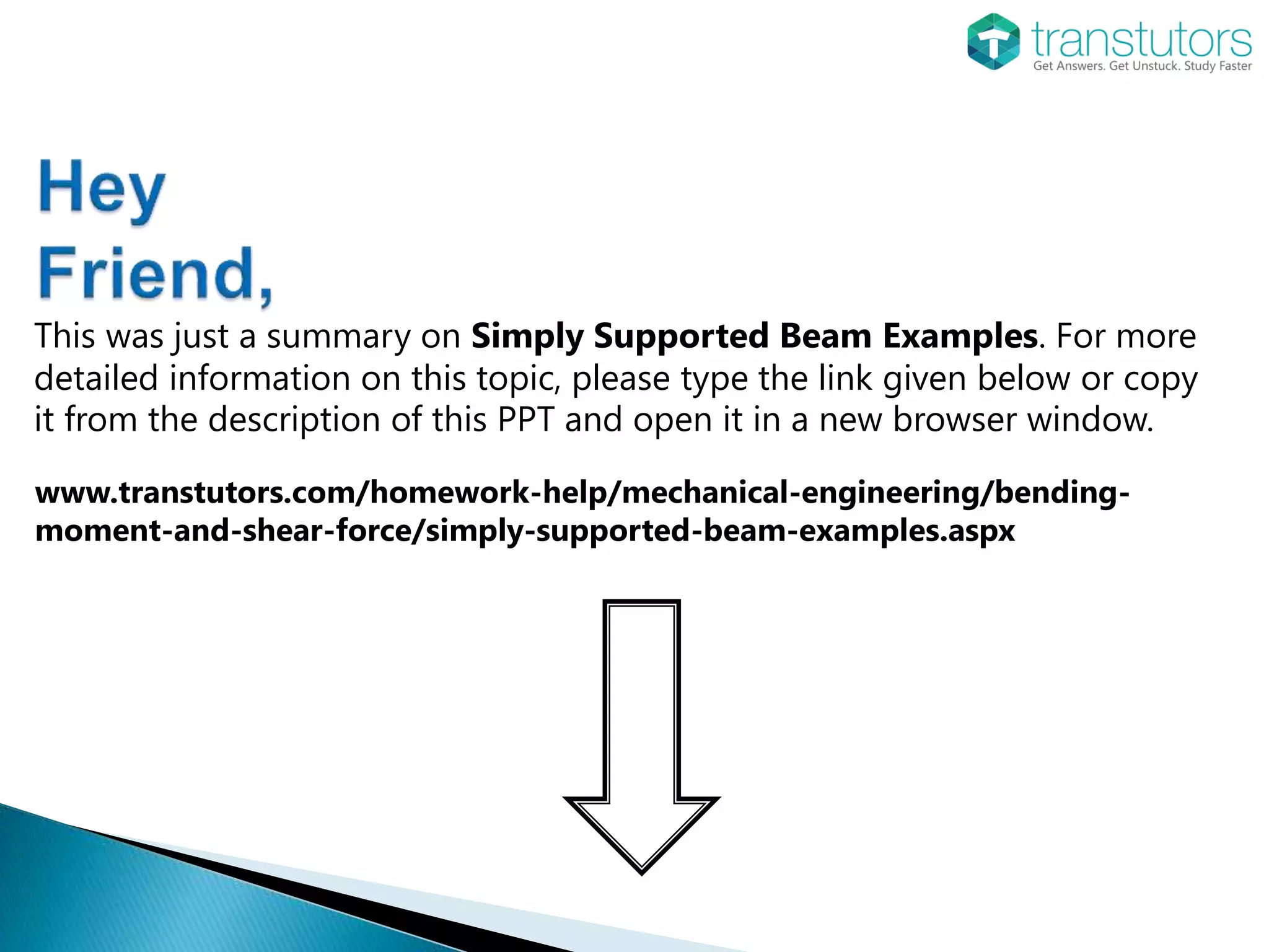 Simply Supported Beam Examples | Mechanical Engineering | PPTX