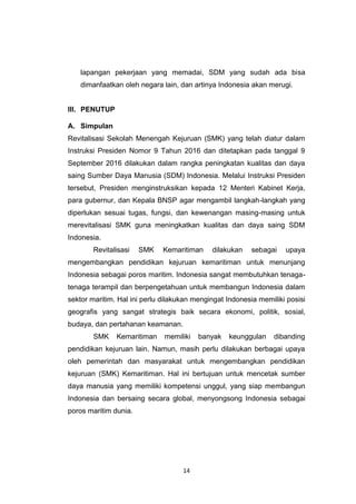 REVITALISASI SMK KEMARITIMAN DALAM UPAYA MENUNJANG INDONESIA SEBAGAI POROS MARITIM | PDF