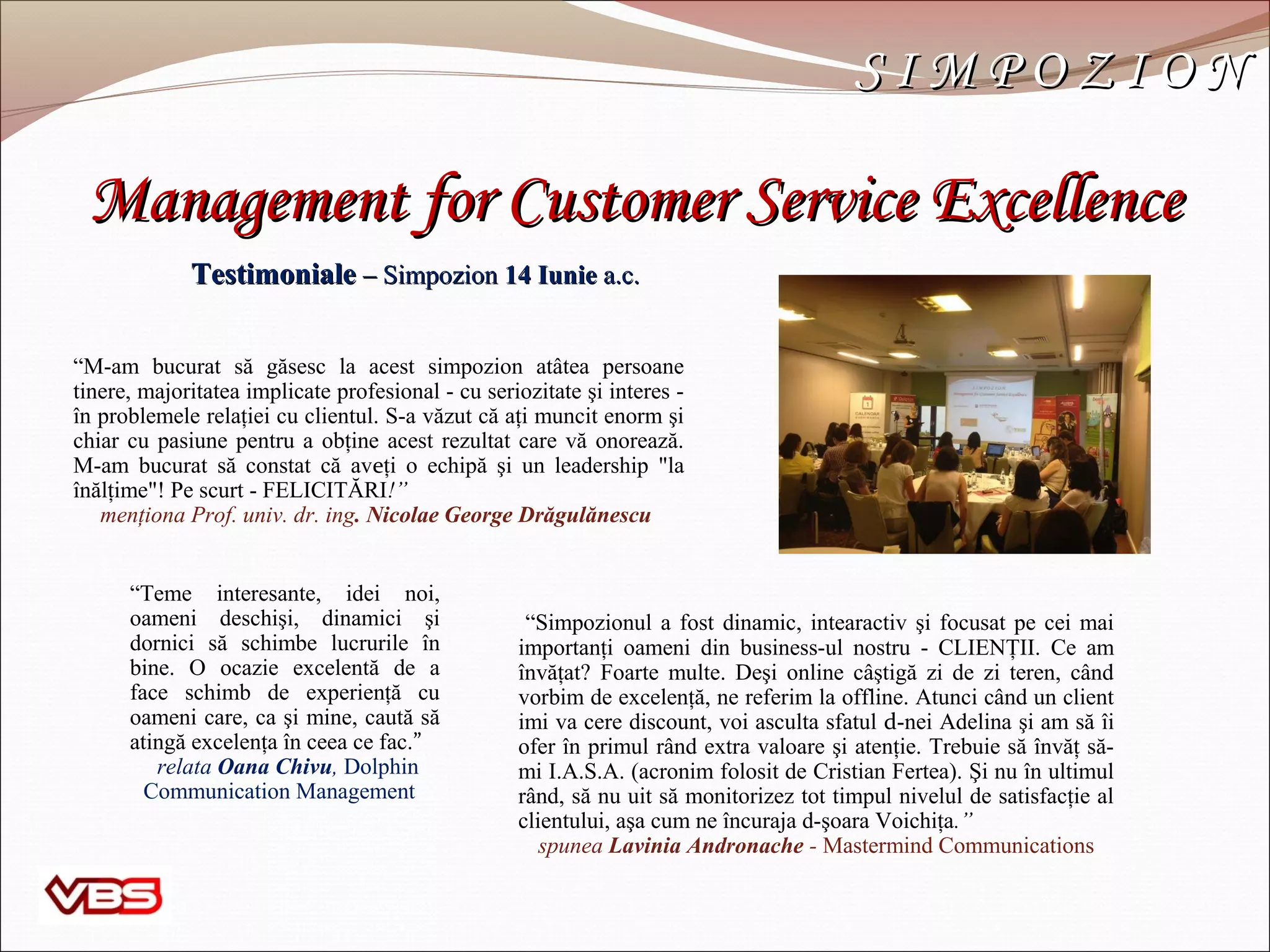 Simpozion Management For Customer Service Excellence1 | PPT