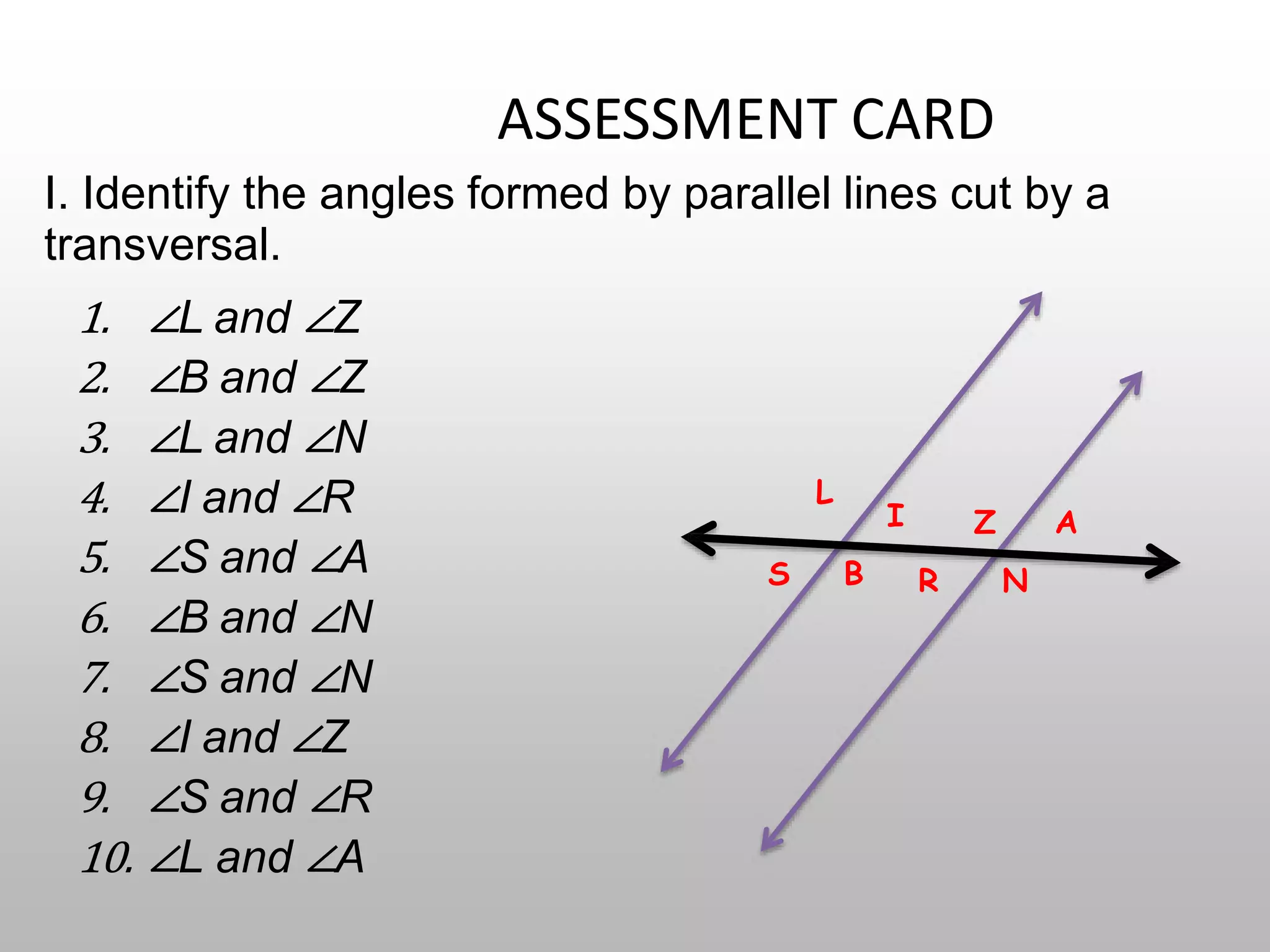 SIM Angles Formed by Parallel Lines cut by a Transversal | PPTX
