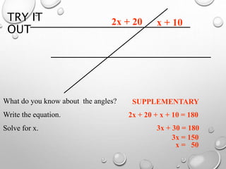SIM Angles Formed by Parallel Lines cut by a Transversal | PPT